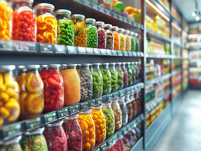 Supermarket Shelfs Full of Different Products Stock Photo - Image of ...
