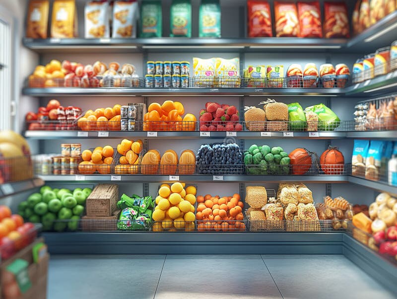 Supermarket Shelfs Full of Different Products Stock Photo - Image of ...