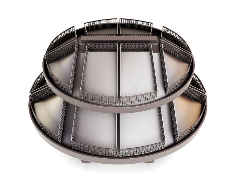 Supermarket Shelves for Bread Top View on White Background. 3d R Stock ...