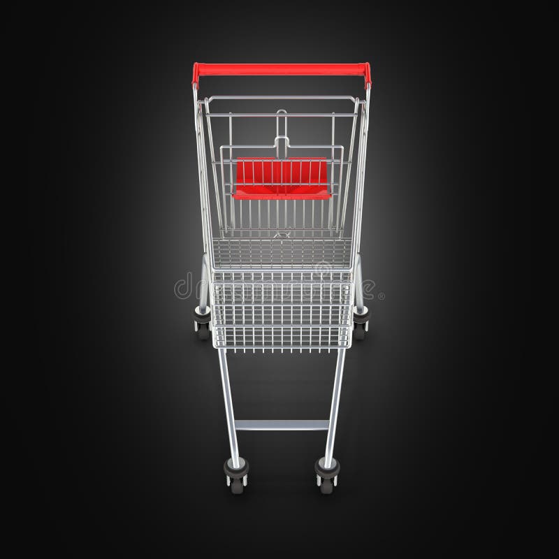 Supermarket Shopping Cart Front View on Blue Gradient Background 3d ...