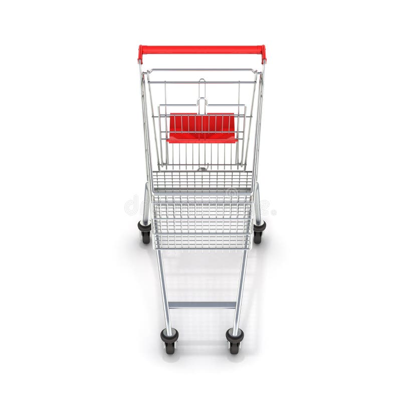 Supermarket Shopping Cart Front View on White Background 3d Stock ...