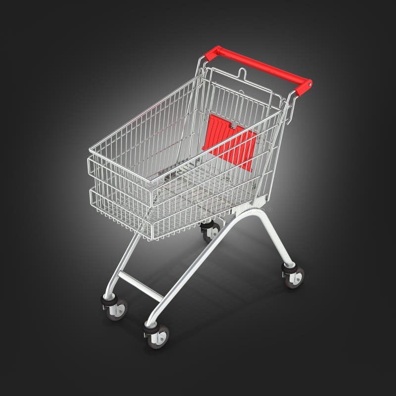 Supermarket Shopping Cart Front View without Shadow on White Background ...