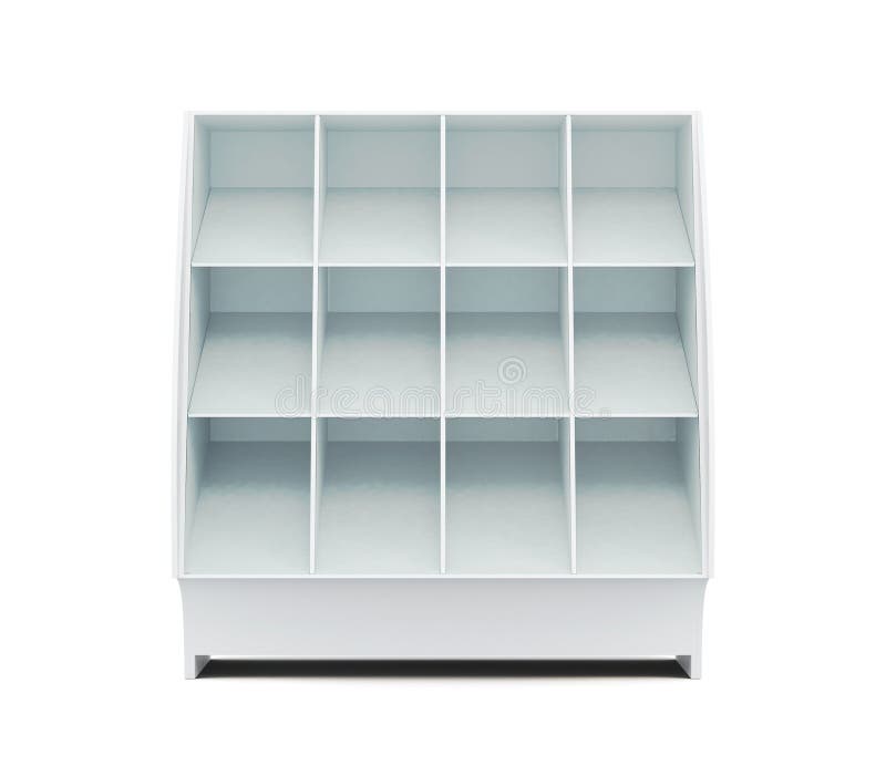 Shelves Front View on White Background. 3d Rendering Stock Illustration ...