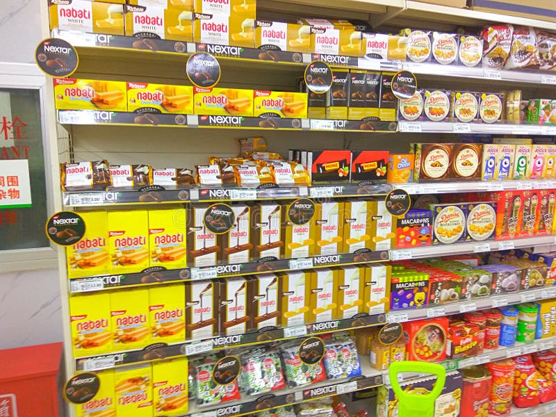 Supermarket Snack Display Case Editorial Photography - Image of bakery ...