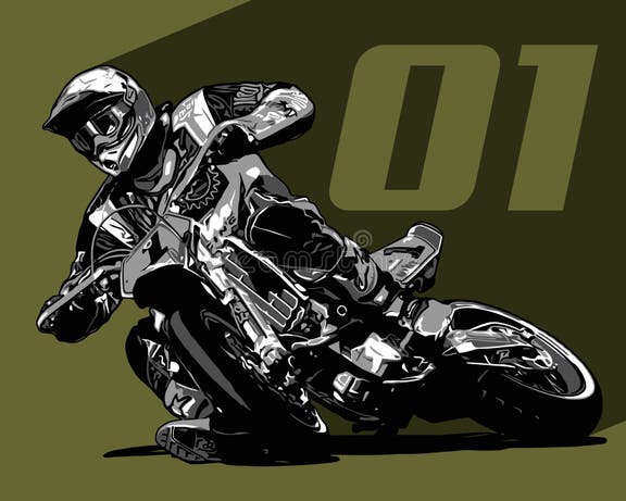 Supermoto is cornering stock vector. Illustration of cartoon - 264113848