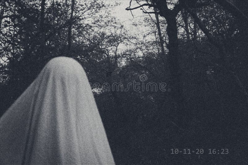 A Supernatural Concept. of a Ghost with Glowing Eyes Floating Above the ...