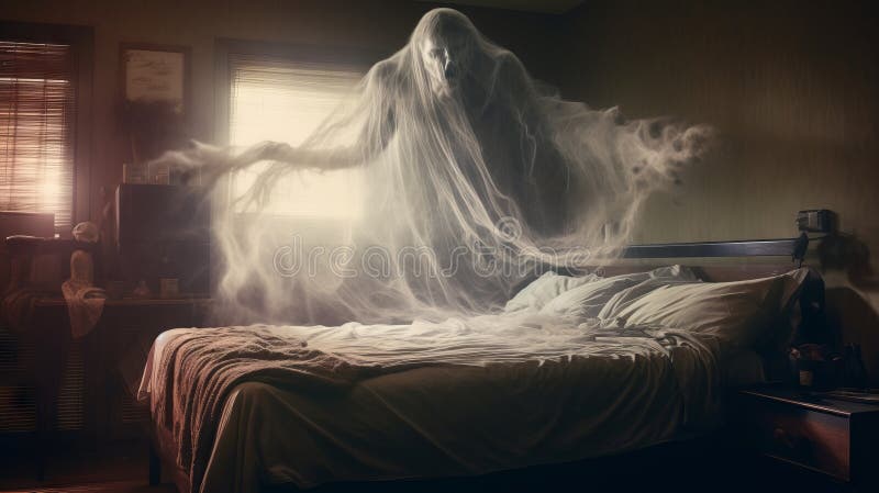 Supernatural Entity Flying Over Bed AI Generated Stock Illustration ...