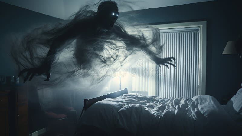 Supernatural Entity Flying Over Bed AI Generated Stock Illustration ...
