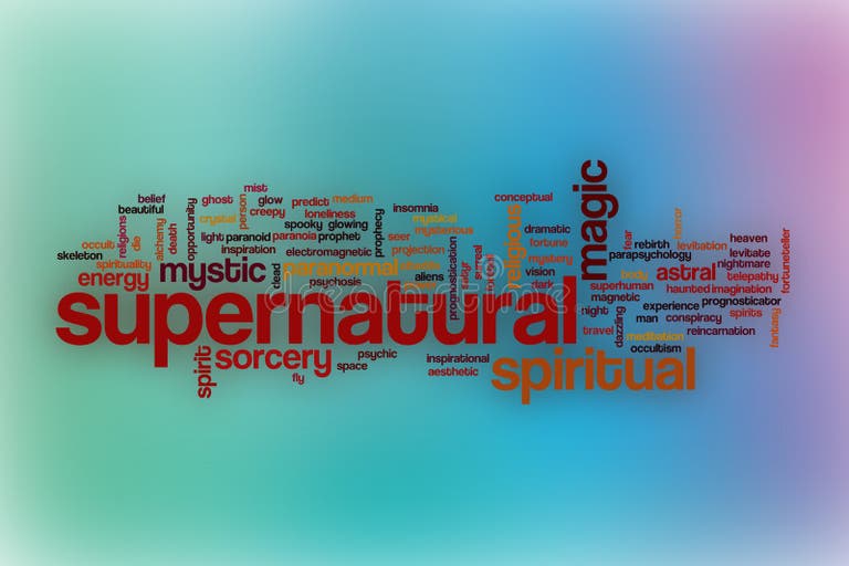 Supernatural Word Cloud with Abstract Background Stock Photo - Image of ...