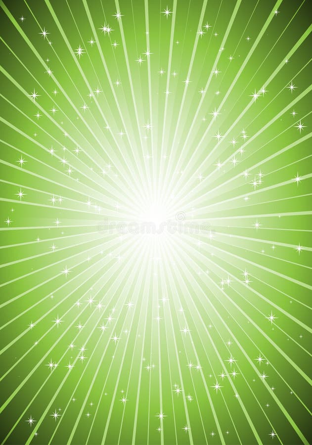 Sparkle Green Light Burst with Stars Stock Illustration - Illustration ...