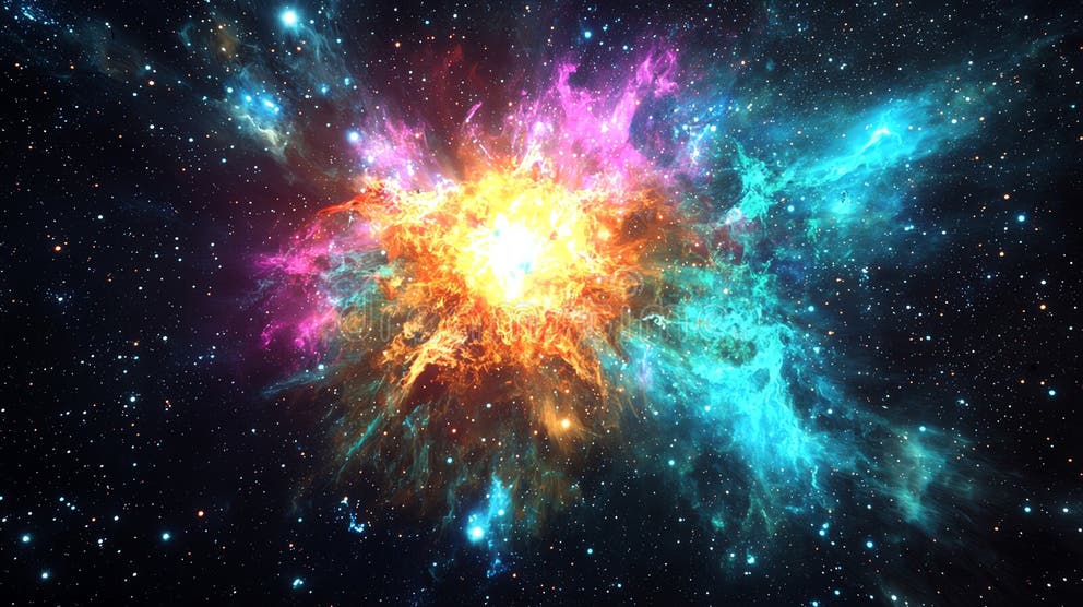 A Supernova Explosion in Deep Space, with Vibrant Colors As the Star ...