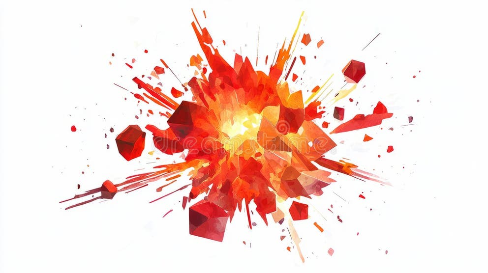 Supernova Explosion with Glowing Red Hexagons Expanding Outward, Low ...