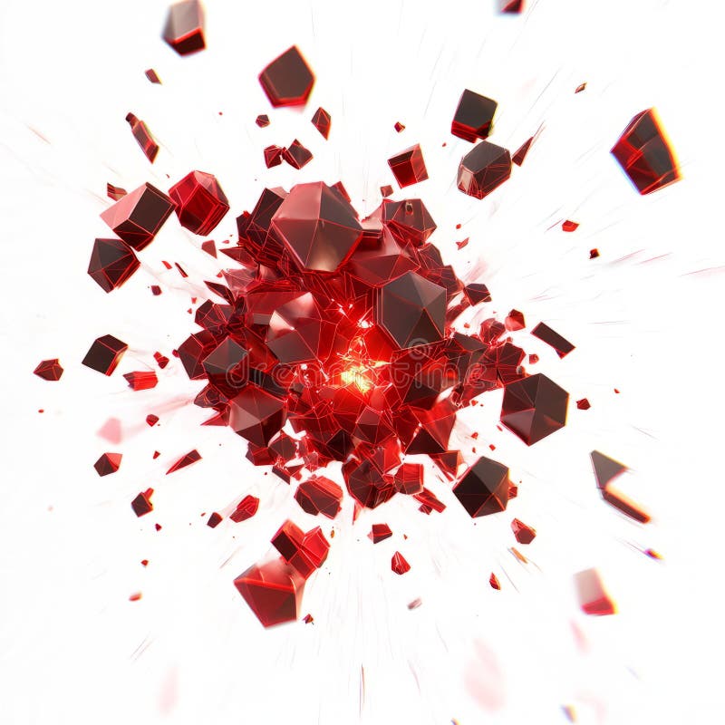 Supernova Explosion with Glowing Red Hexagons Expanding Outward, Low ...