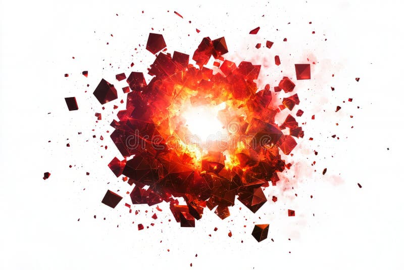 Supernova Explosion with Glowing Red Hexagons Expanding Outward, Low ...