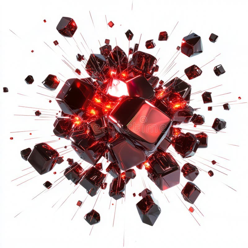 Supernova Explosion with Glowing Red Hexagons Expanding Outward, Low ...