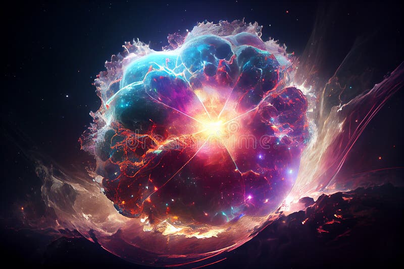 Supernova Explosion in Space, Cloud of Charged Particles, Generative Ai ...