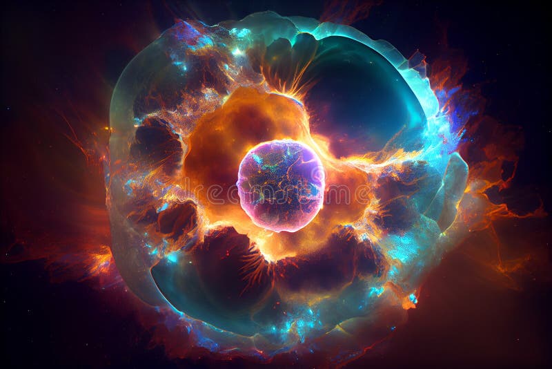 Supernova Explosion in Space, Cloud of Charged Particles, Generative Ai ...