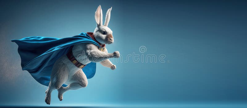 Superpet Rabbit As Superhero Background with Copy Space. Generative Ai ...