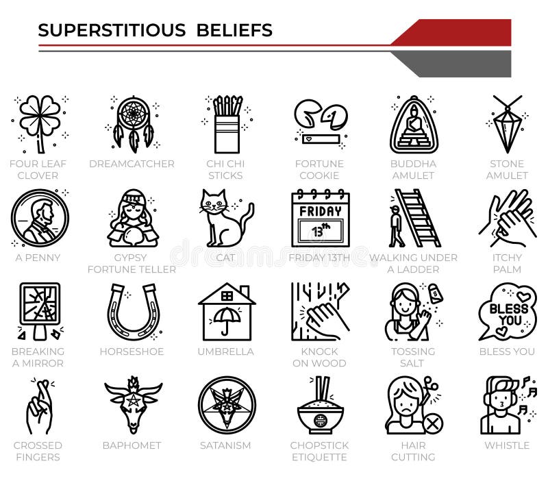 Superstitious Beliefs Icon Set Stock Vector - Illustration of cookies ...
