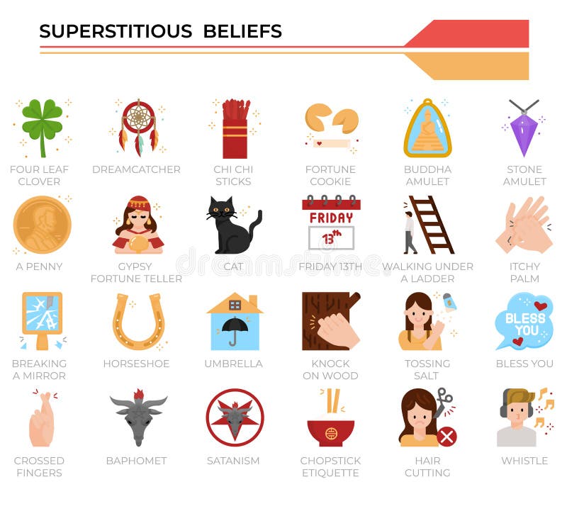 Superstitious Beliefs Icon Set Stock Vector - Illustration of cookies ...