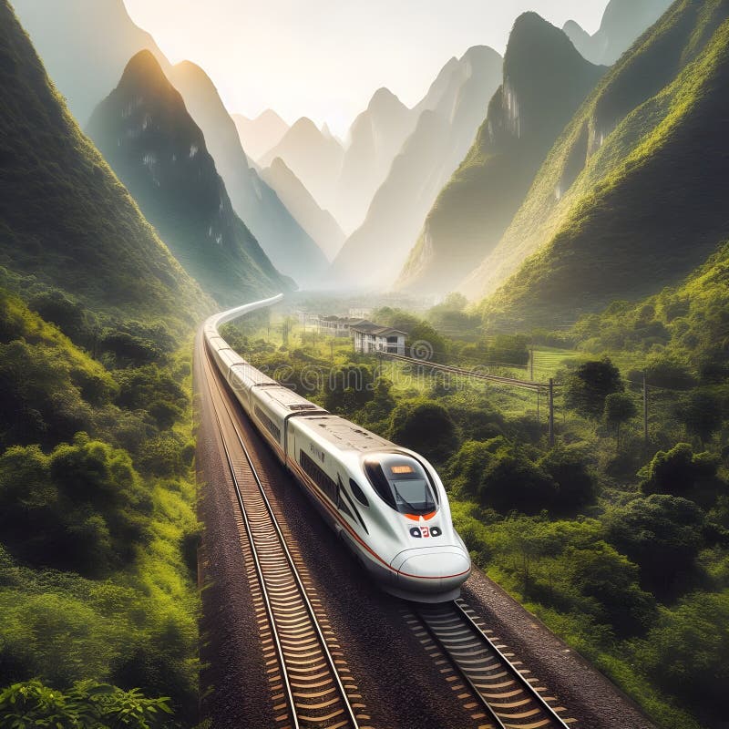 Supertrain Crosses the Mountains Stock Illustration - Illustration of ...