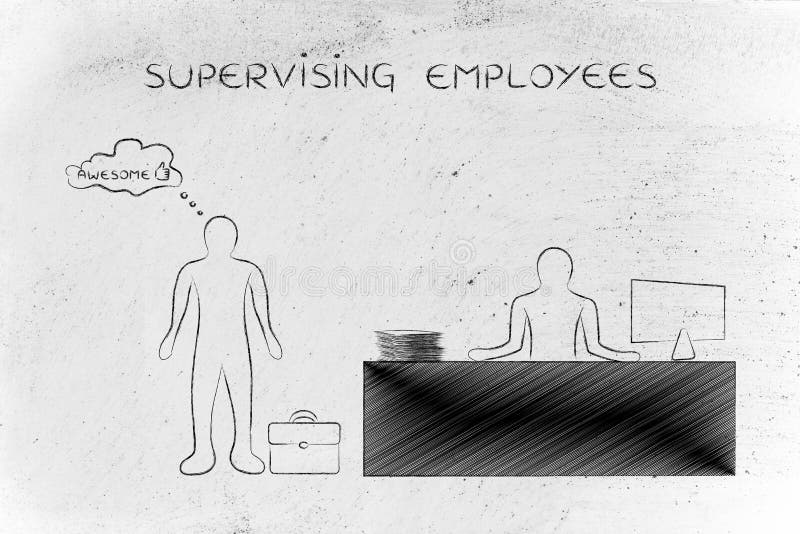 Supervising Employees, Boss Happy with Worker Performance Stock Image ...