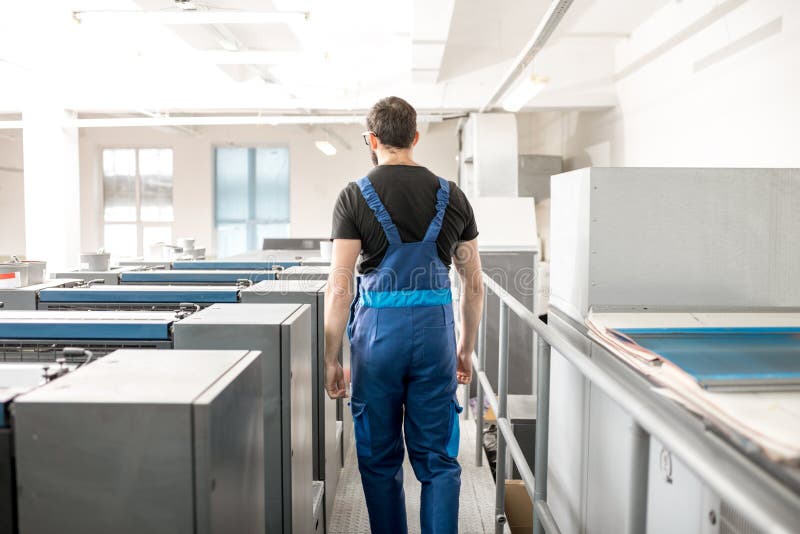 Supervising Offset Printing Machine at the Manufacturing Stock Photo ...