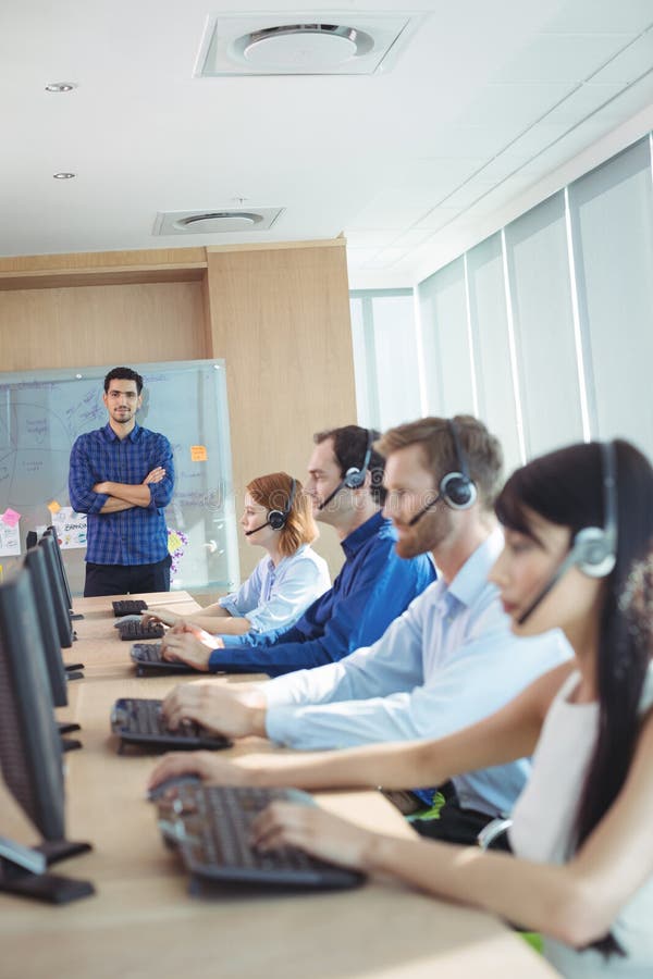 Supervisor with Business Team Working at Call Center Stock Image ...