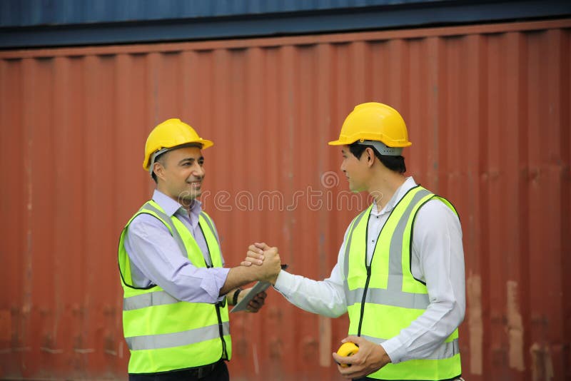Supervisor Checking and Control Loading Containers Box from Cargo at ...