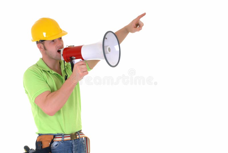 Supervisor con el megáfono foto de archivo. Imagen de acertado - 4614932