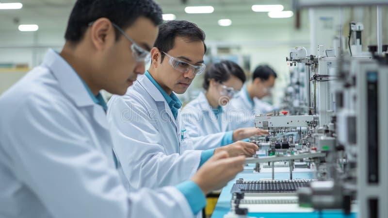 Supervisor Conducting Quality Control Over Team in Laboratory Setting ...