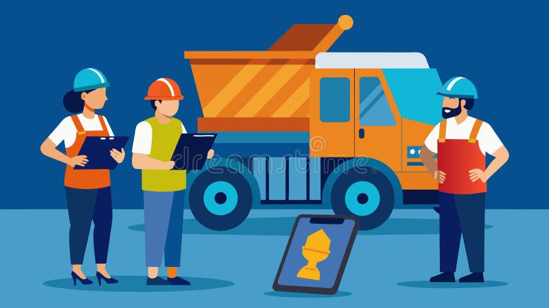 A Supervisor Documenting Inspection Findings on a Tablet while a Team ...