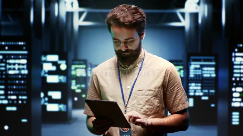 Supervisor in Server Routine Inspection Stock Footage - Video of ...