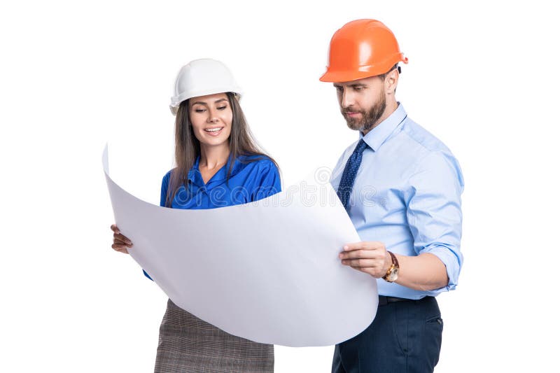 Chief Engineer and Architect in Hardhat Isolated on White. Safety Business. Data Protection ...