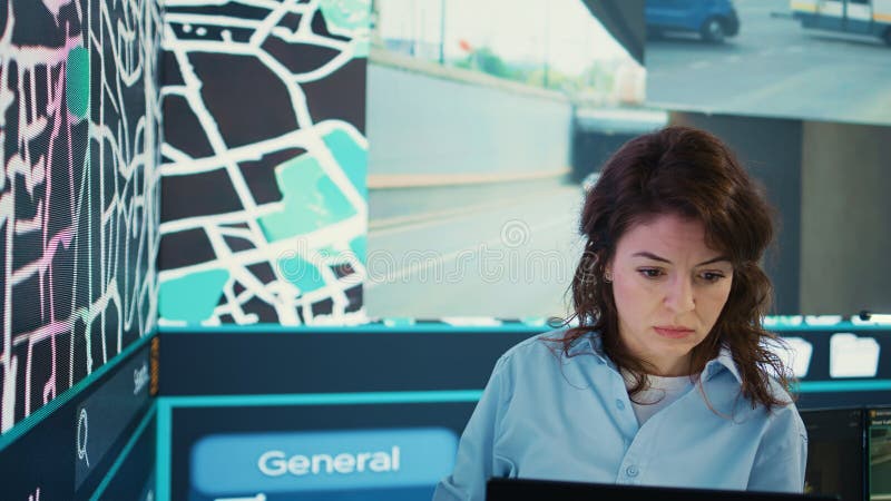 Supervisor Following Delivery Truck Route on the Satellite Map Stock ...