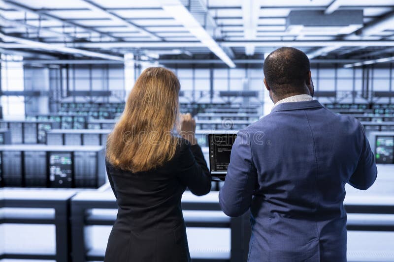 Supervisor Inspecting Server Hub, Making Sure Rigs are Functioning ...