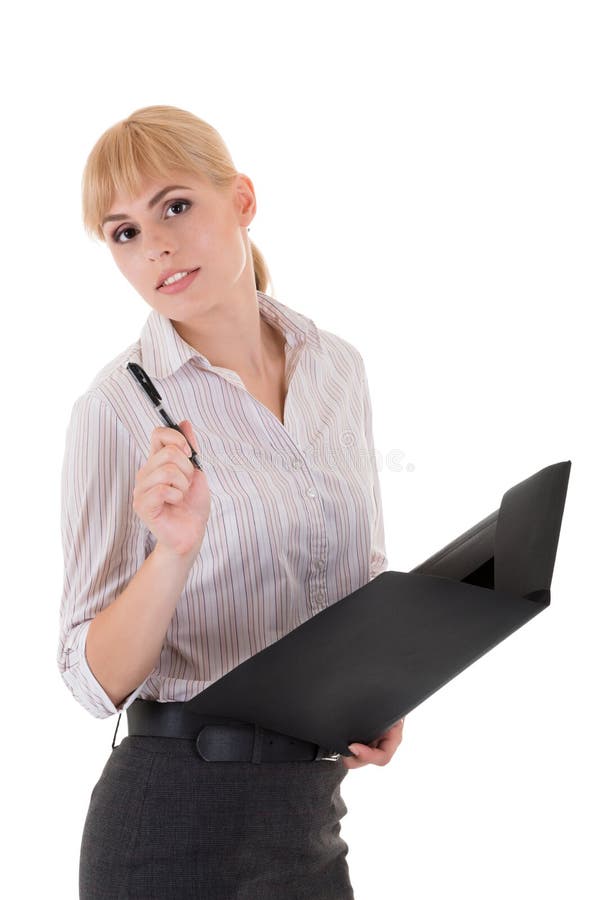 Mujer Joven Hermosa En Blusa Y Falda En Blanco Imagen de archivo ...