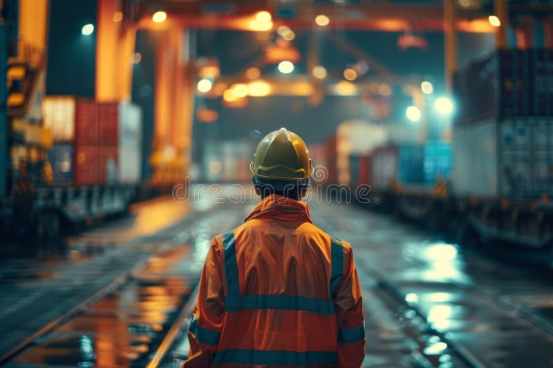 Supervisor Managing Container Shipment at Industrial Shipping Terminal ...