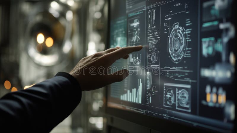 Supervisor Monitoring Production Line Using Futuristic Software in Factory Stock Photo - Image ...