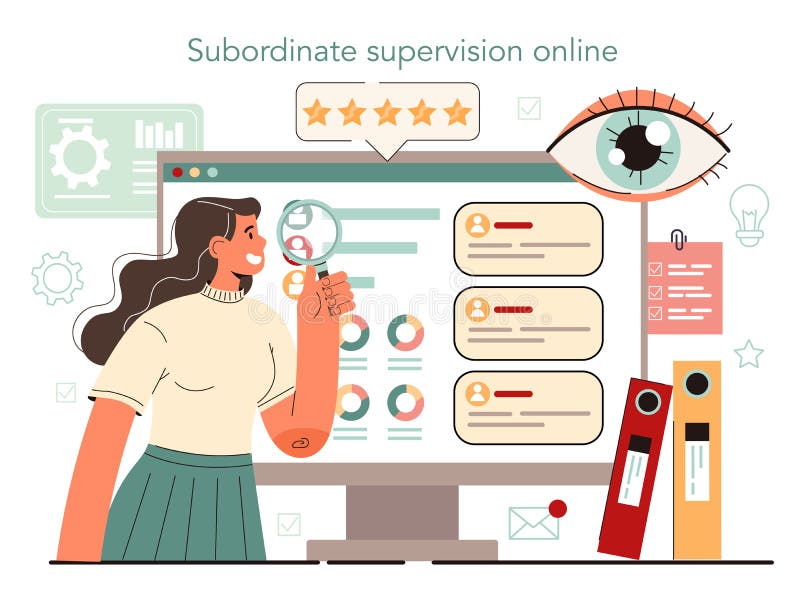 Supervisor Online Service or Platform. Manager Guiding Employees Stock ...