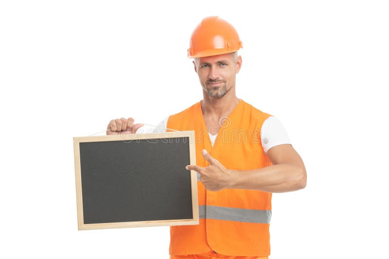 Supervisor Pointing on Advertisement in White Studio. Supervisor Show ...