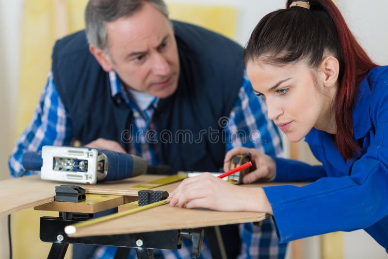 Supervisor Reprimanding Trainee Carpenter Stock Photo - Image of ...