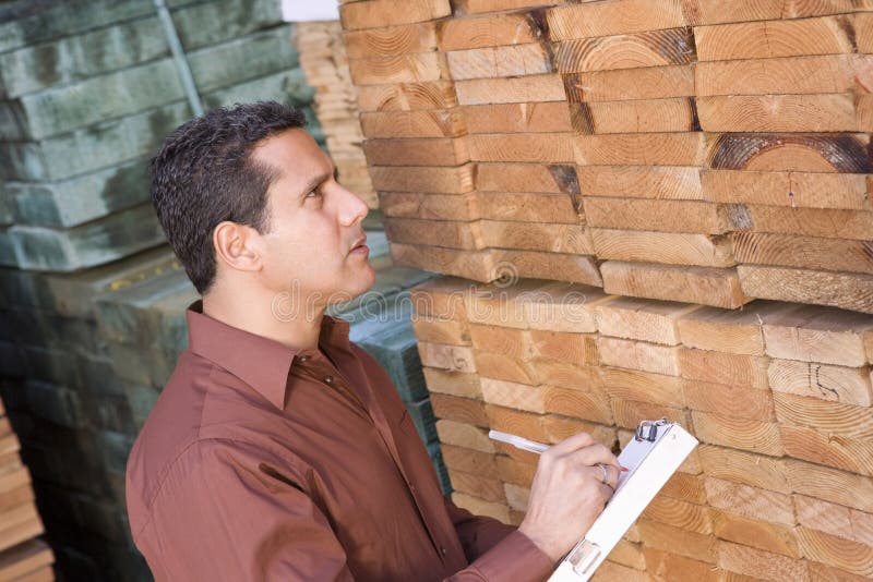 Supervisor Stock Taking in Warehouse Stock Image - Image of lumber ...