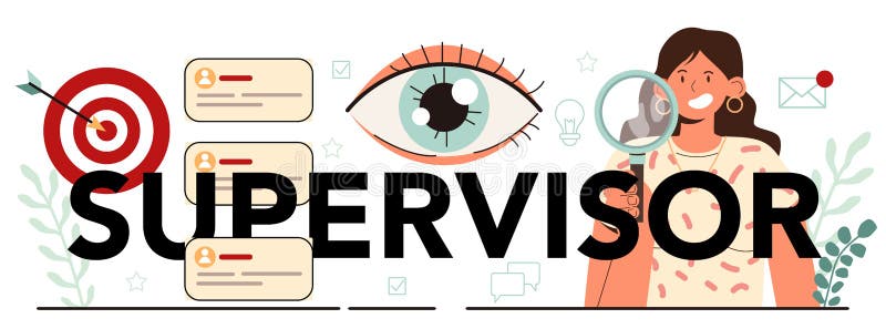 Supervisor Typographic Header. Manager Guiding Employees with Their ...