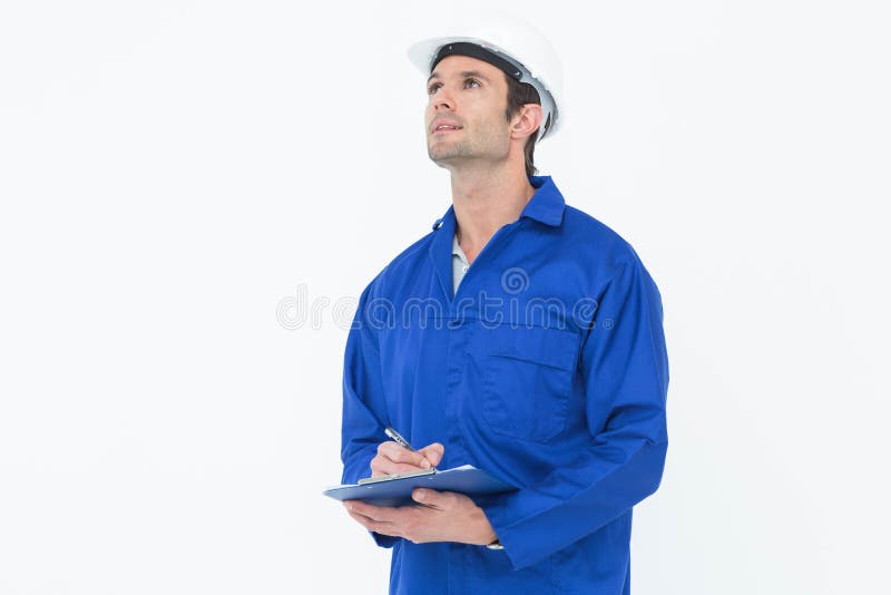 Supervisor Writing Notes on Clip Board Stock Image - Image of jacket ...