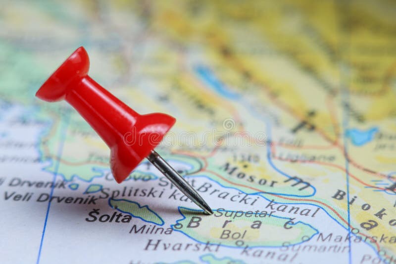 Supetar, Brac, Croatia Pin on Map Stock Photo - Image of cartography ...