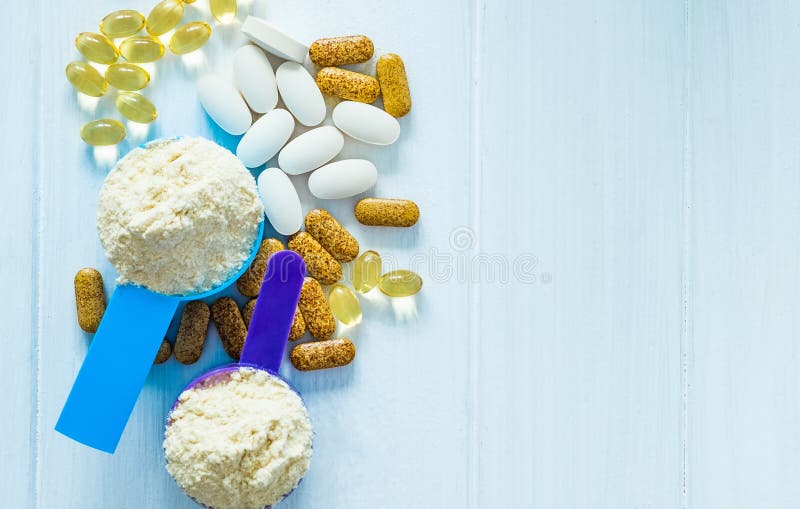 Suplementos De La Comida Del Deporte Del Primer Imagen de archivo ...