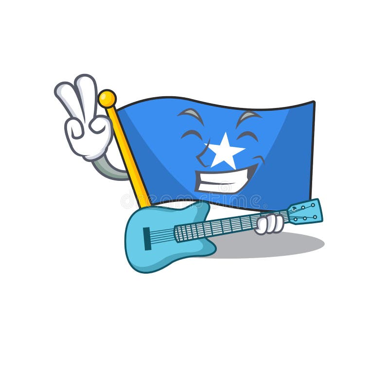 Supper Cool Flag Somalia Cartoon Character Performance with Guitar ...