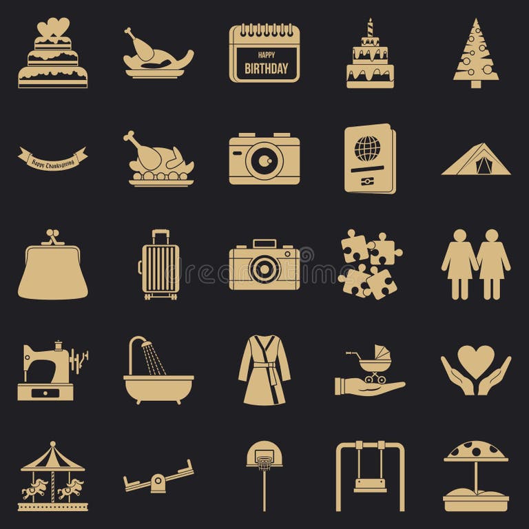 Supper Icons Set, Simple Style Stock Vector - Illustration of simple ...