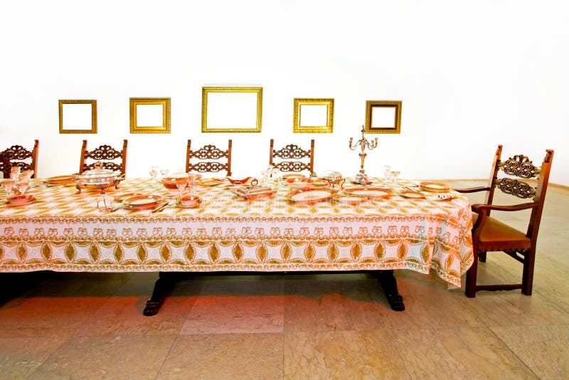 Supper table stock photo. Image of food, knife, chairs - 12747274